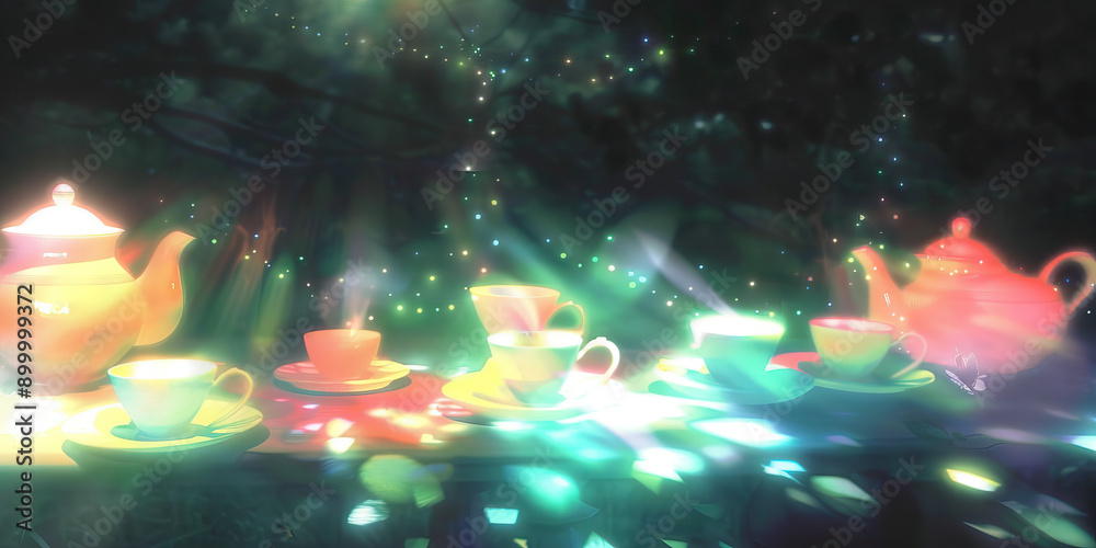 Mad Hatter's Tea Party: A table set with mismatched cups and saucers ...
