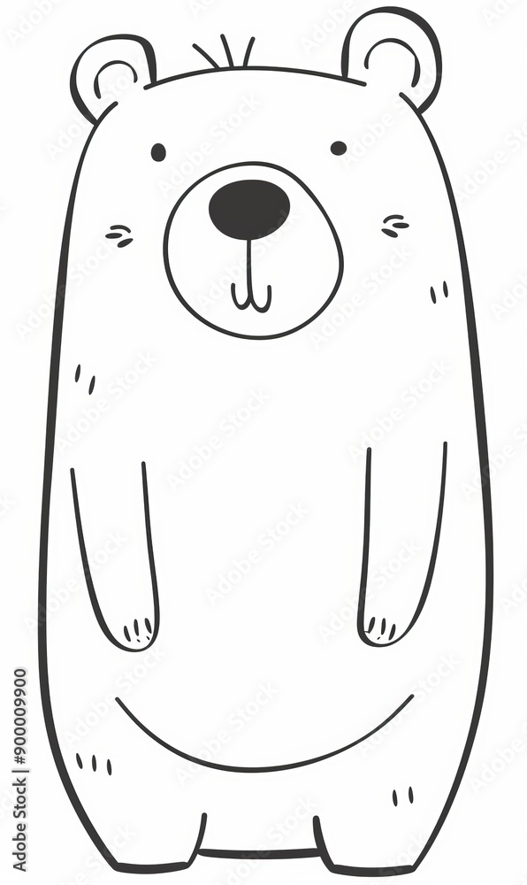 Bear, Simple outline drawing, cute character, animal, white background ...