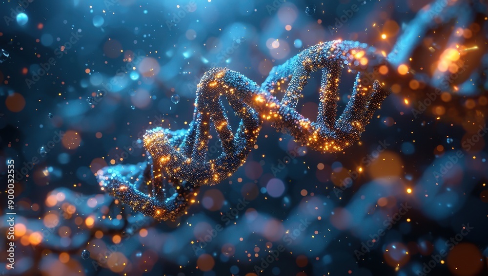 Abstract Background with DNA and Cell Structure, Human Cells Under ...