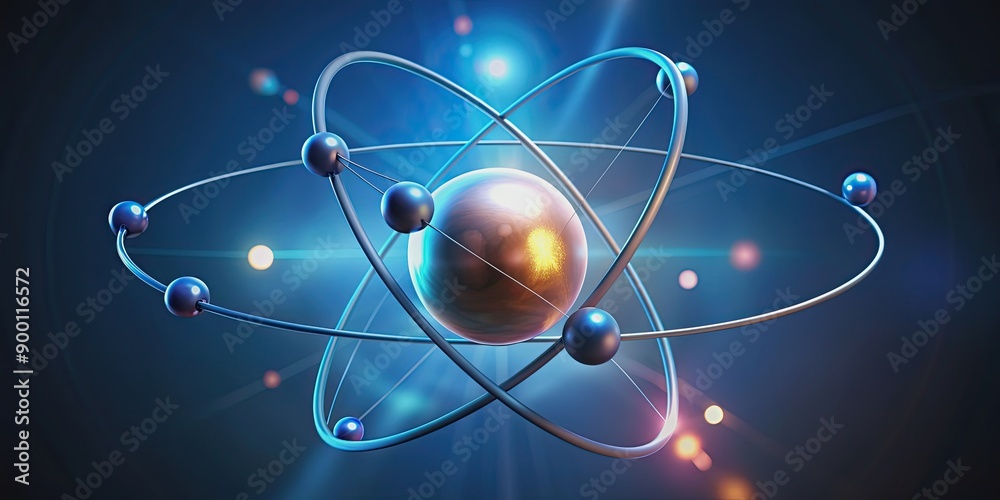 Electron orbiting the nucleus of a hydrogen atom, illustrating atomic ...
