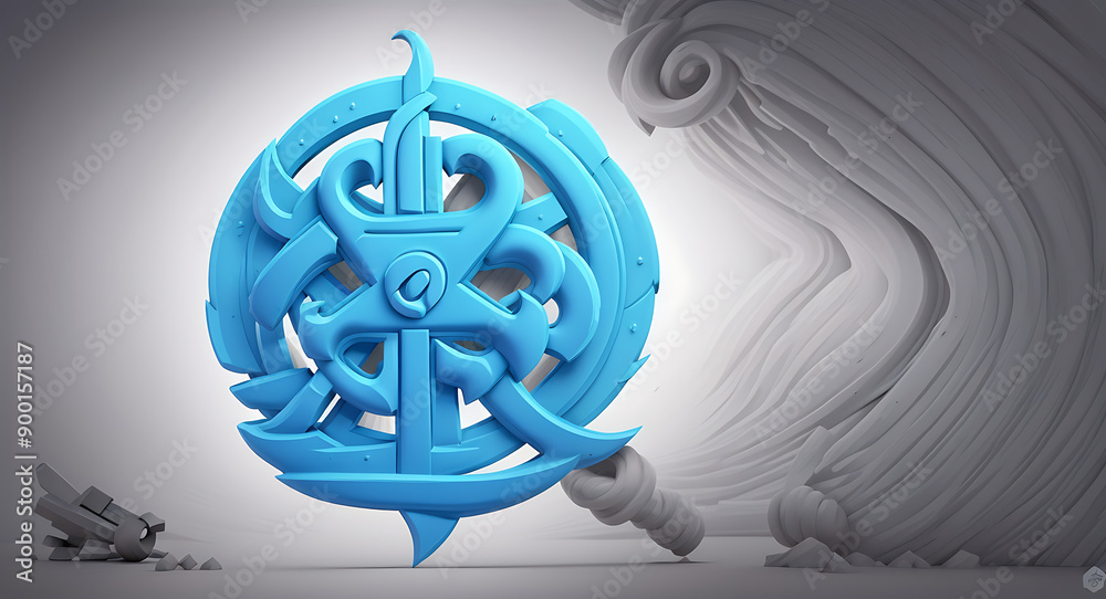 A bold digital illustration of the Sikh Khanda symbol design style ...