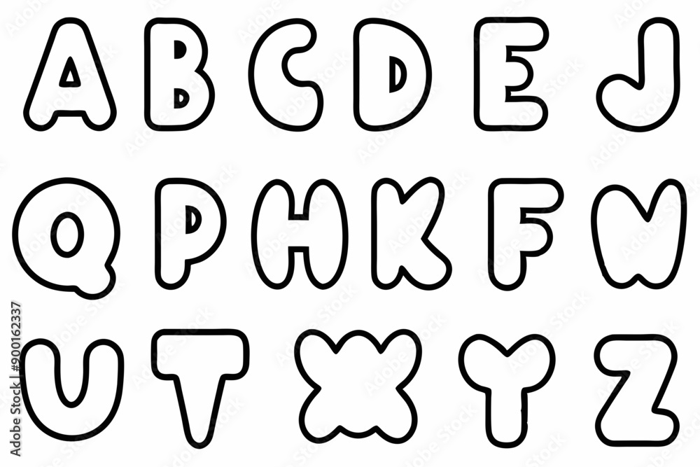 Alphabet and Numbers: ABCs and 123s in Fun Fonts Vector Illustration ...