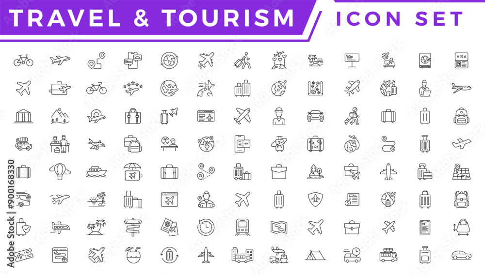 Travel and tour icons set. Travel and tourism vector line icon set ...