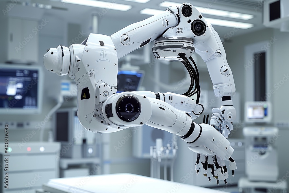 Robotic surgical system in a high tech operating room symbolizing ...