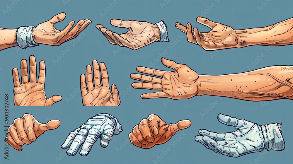 Illustration Stock vector, illustration, Vintage cartoon hands in ...