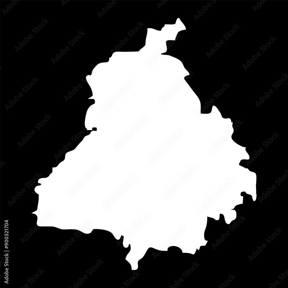 Punjab state map, administrative division of India. Vector illustration ...