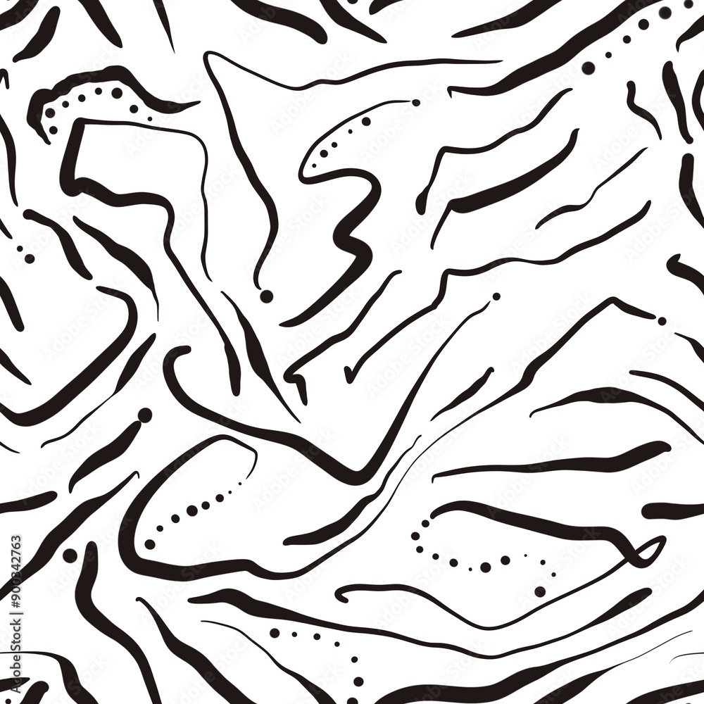 Seamless abstract textured pattern. Simple background with black, white ...