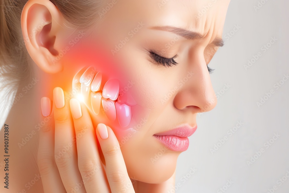 Detailed depiction of a dental abscess with severe swelling and redness ...