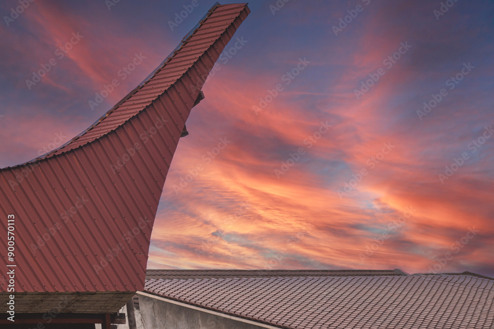 Architecture with traditional Toraja House concept known as "Tongkonan ...