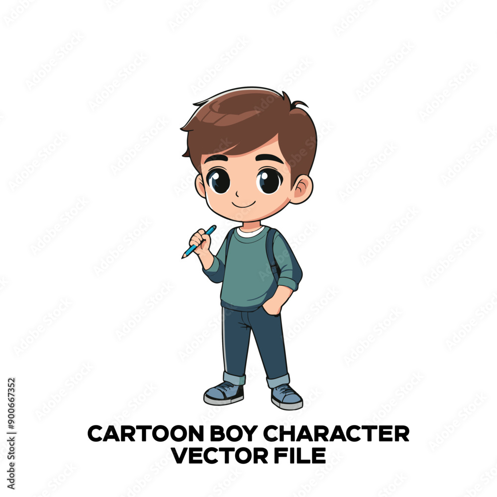 Cartoon Boy Vector Character Design. 2d vector illustration of a cute ...