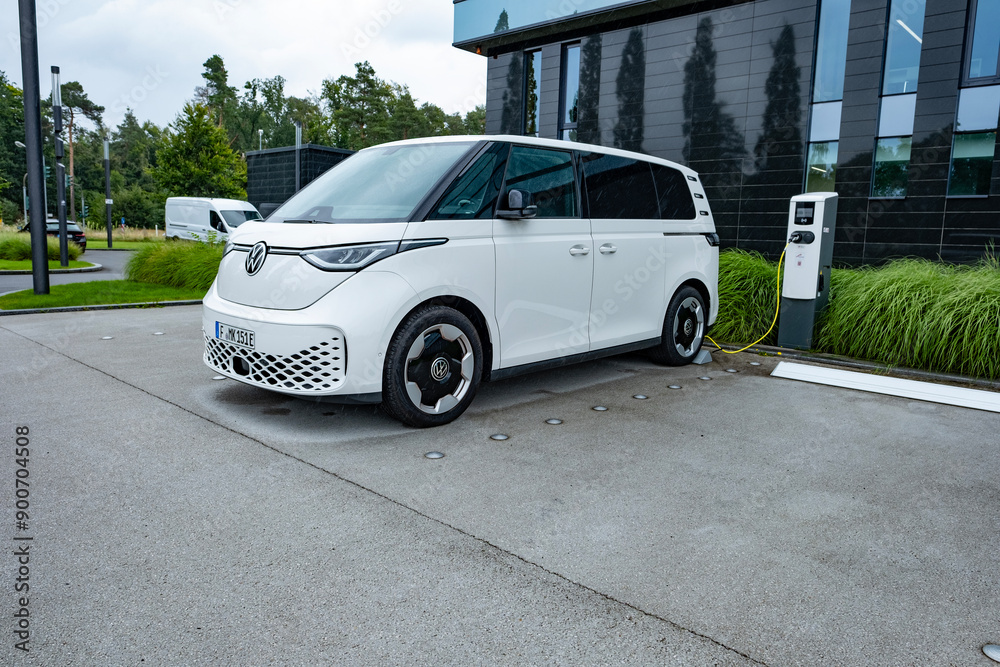 classic White electric bus Volkswagen ID Buzz, Old-school cool meets ...