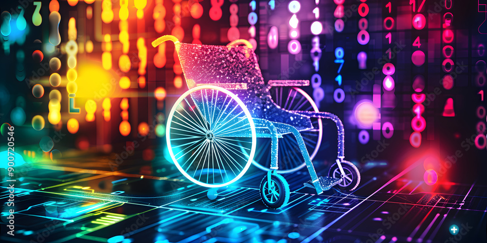 Colorful abstract background with wheelchair accessibility icon ...