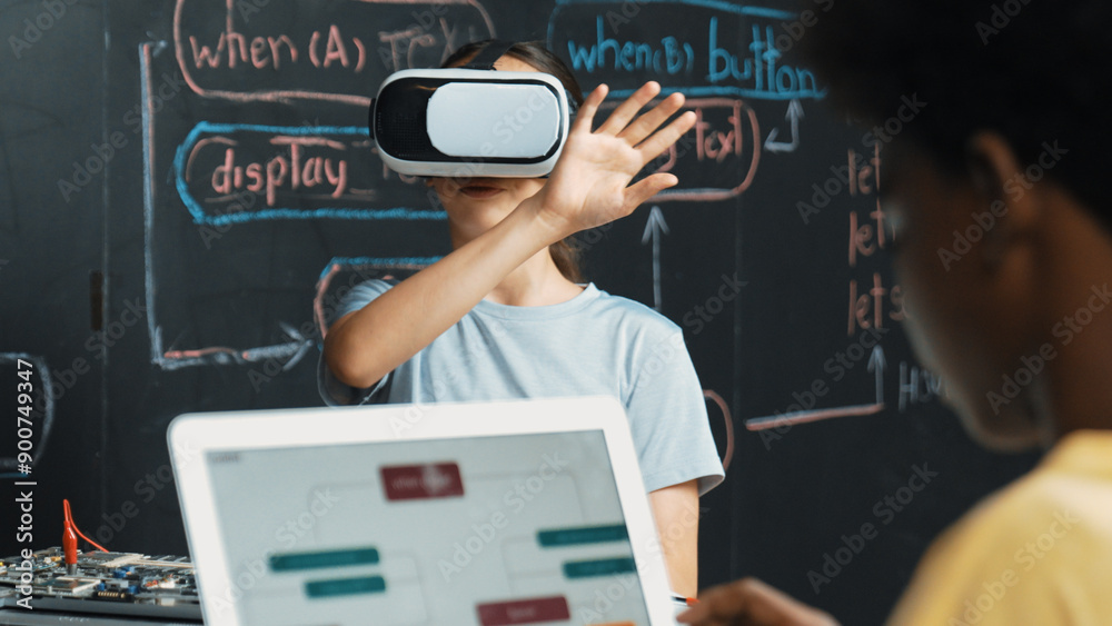 Closeup of smart african student coding or programing system at ...