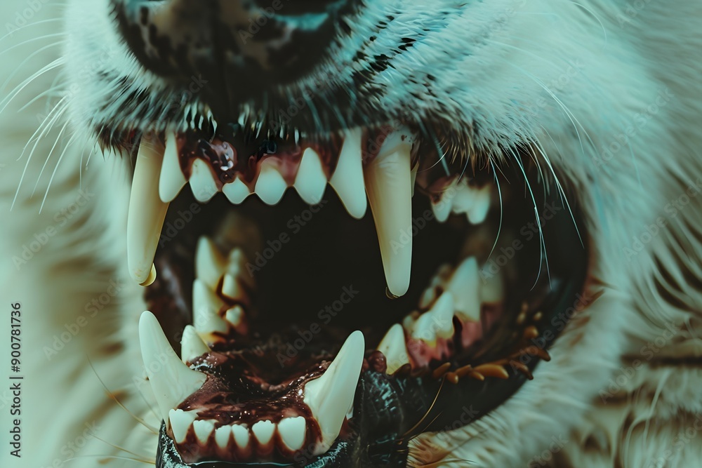 Closeup of aggressive dog baring scary teeth. Mad dog showing dangerous ...