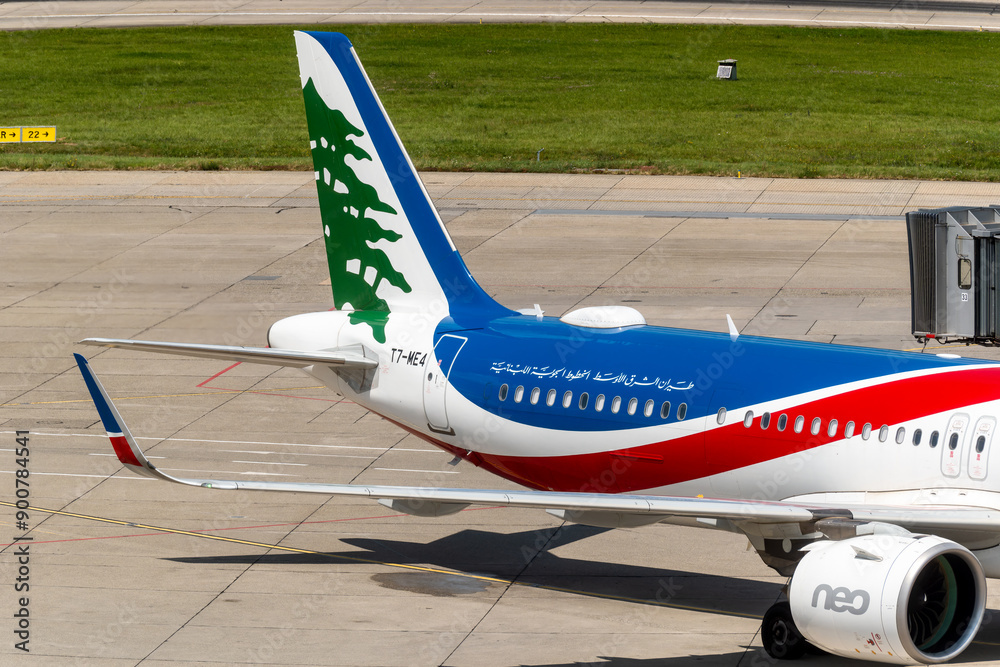 Geneva, Switzerland - July 25, 2024: sign and logo on an Airbus A321 ...