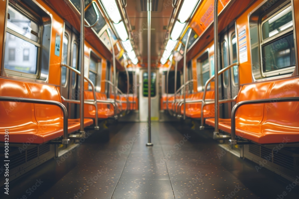 Interior of a Subway Car with Visible Safety Instructions and ...