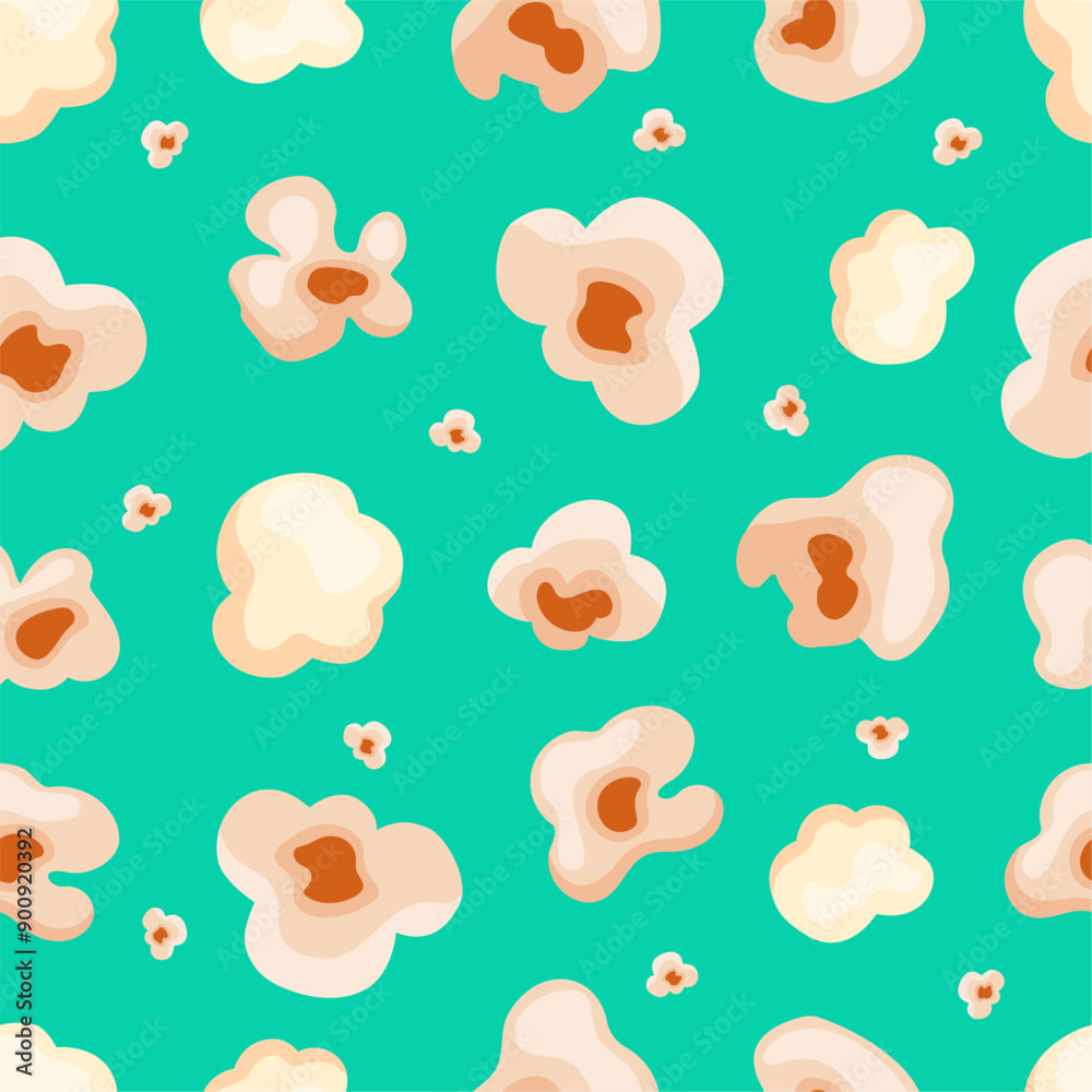 Popcorn seamless pattern. Butter popcorns pieces, fast food for ...