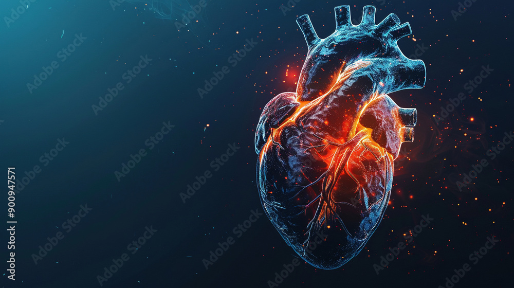 Video of human heart organ anatomy replica in medical concept with dark ...