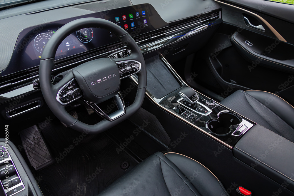 Novosibirsk, Russia - July 10, 2024: OMODA C5, cockpit interior cabin ...