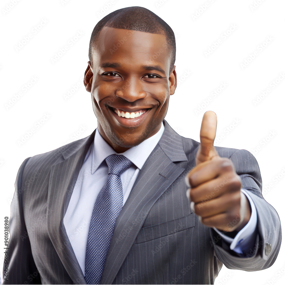Happy african american businessman giving thumbs up isolated on ...