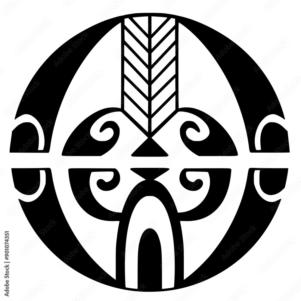 Polynesian sun face maori tattoo style. Pattern aboriginal samoan ...