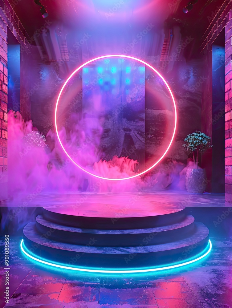 podium with gaming background, mockup display stand for product ...