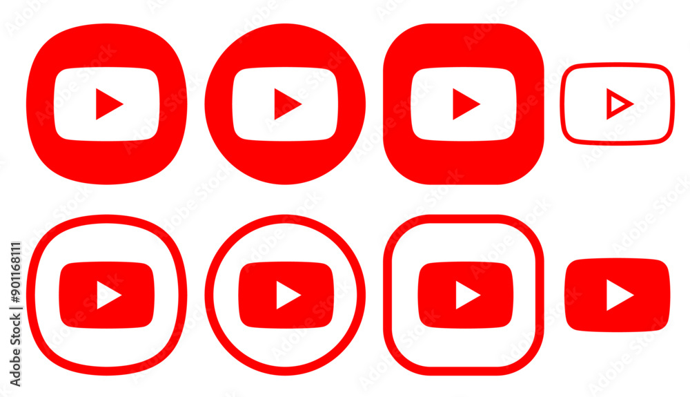 YouTube red logo icon play button, Social media YouTube symbol on a ...
