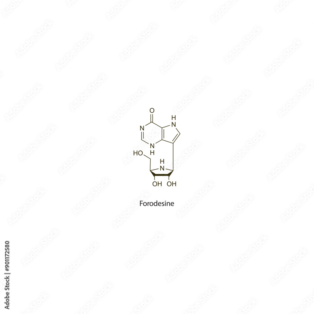 Forodesine flat skeletal molecular structure Purine analog drug used in ...