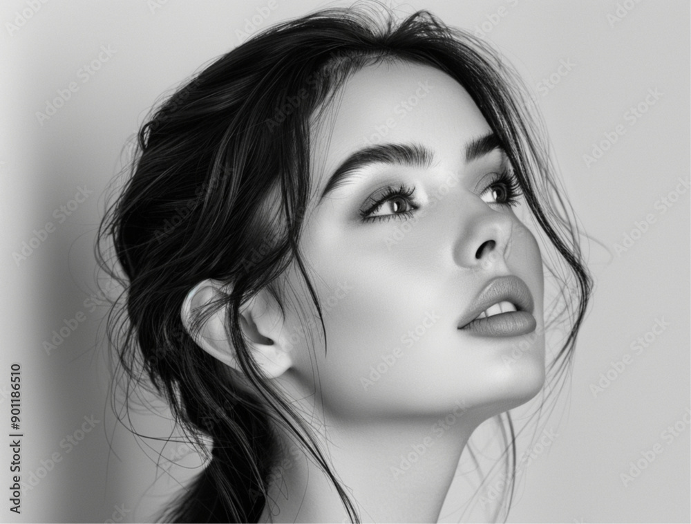 isolated reference photo on a plain white background, black and white ...