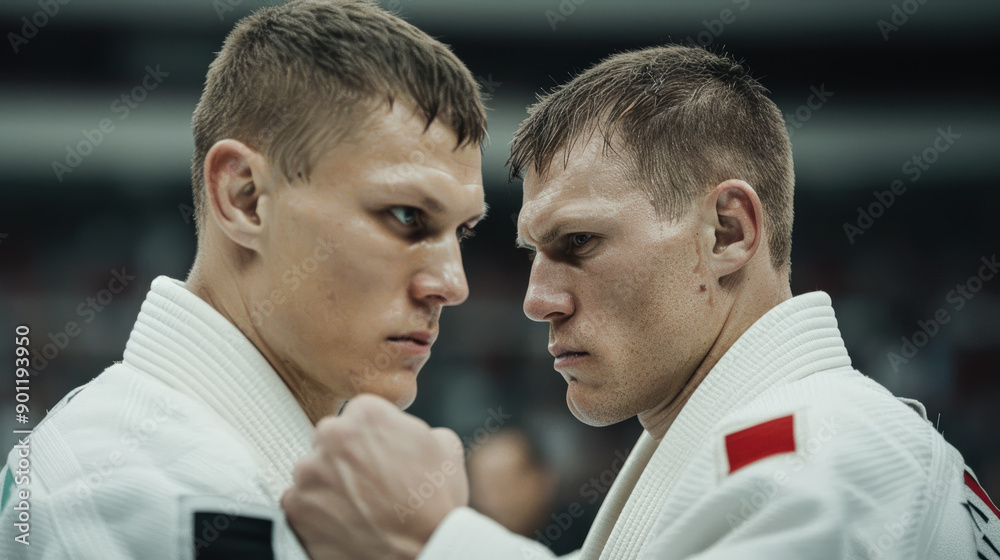 Intense Judo Competition two highly skilled martial artists engage in a ...
