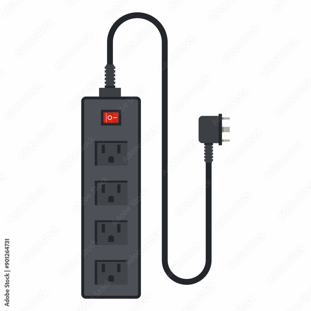 Electric outlet strip vector cartoon illustration isolated on a white ...