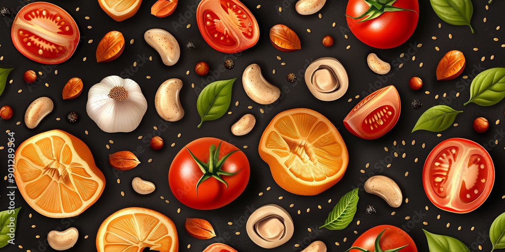 Seamless Food pattern for photoshop and graphic design, Vegetables ...