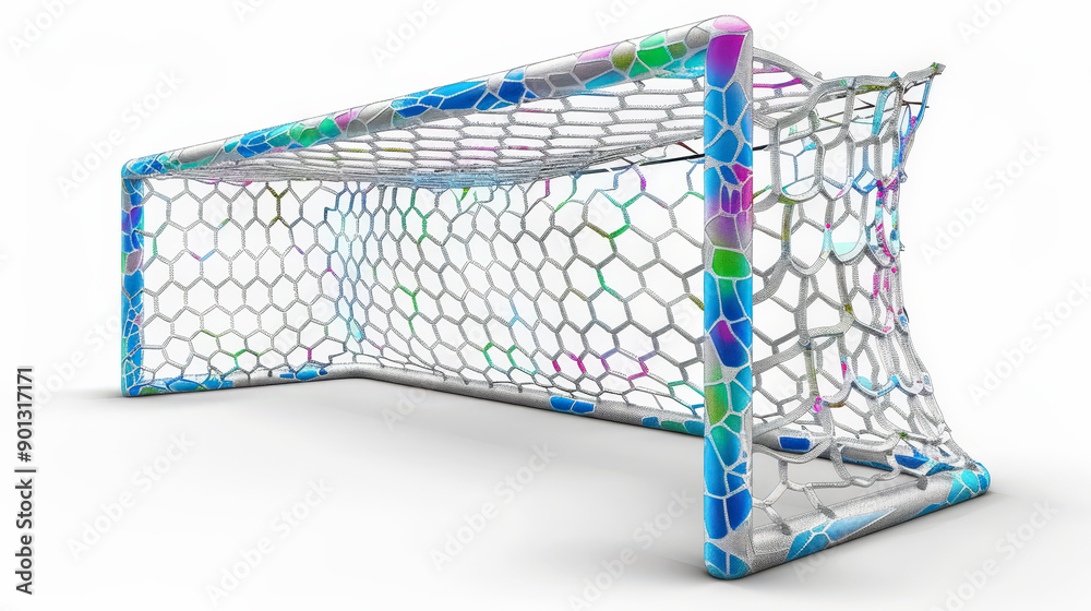Vibrantly patterned soccer goal with a unique, colorful mosaic design ...