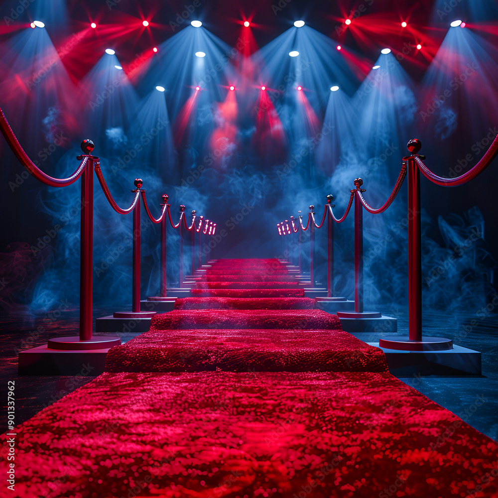 red carpet on stage with spotlight background Stock Photo | Adobe Stock