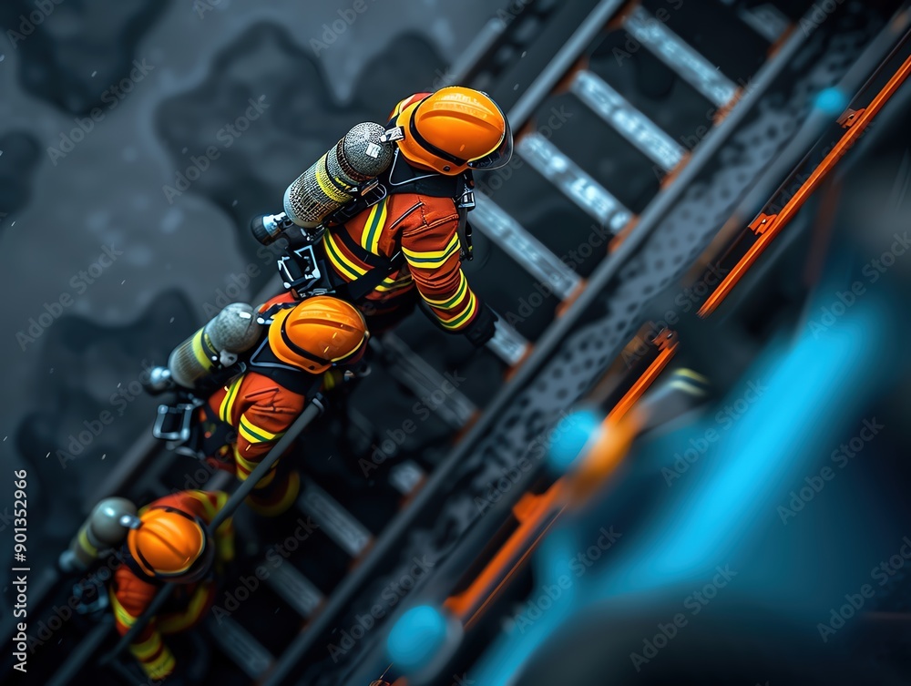 Stunning image of firefighters working together to maneuver a ground ...