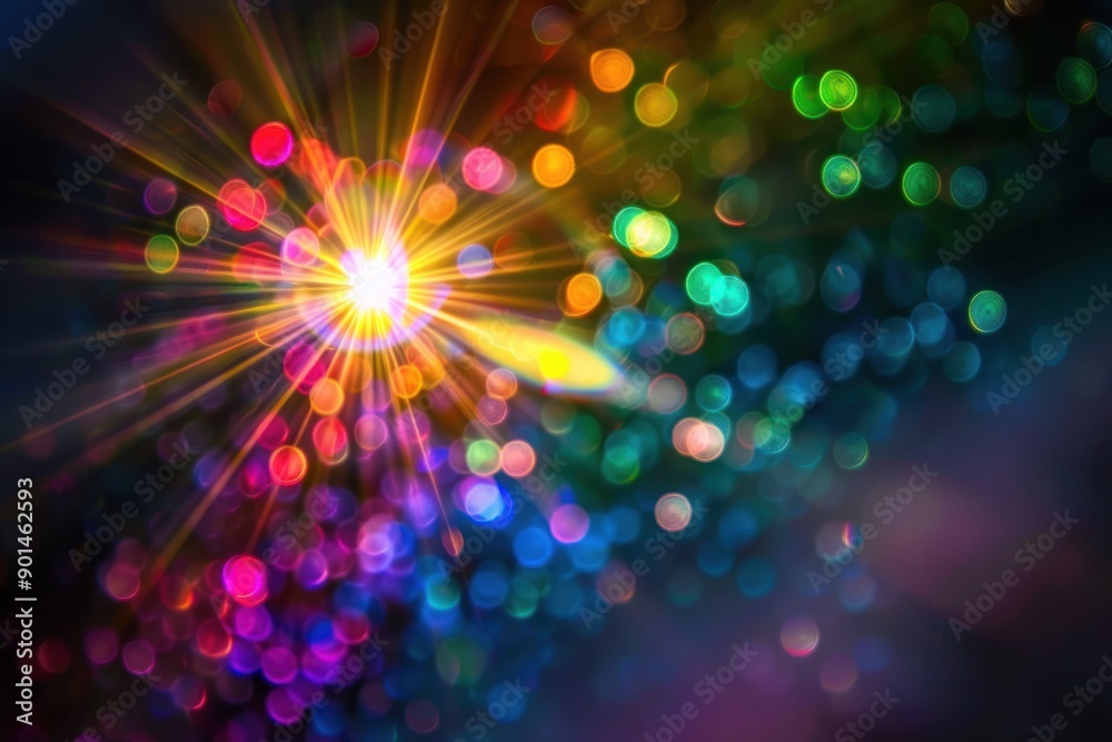 intense rainbow color and mainly off screen lens flare overlay texture ...