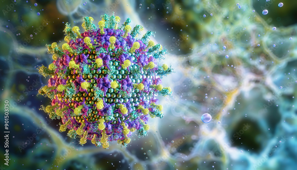 Electron microscopy image of Nipah virus. Bat, primary host of Nipah ...