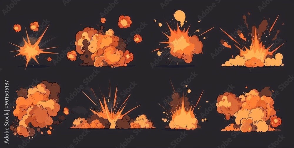 Ilustración de Stock Cartoon explosion frames. Modern explosion with ...