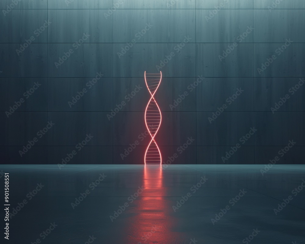 DNA sequencing, holographic double helix visualization, modern research ...