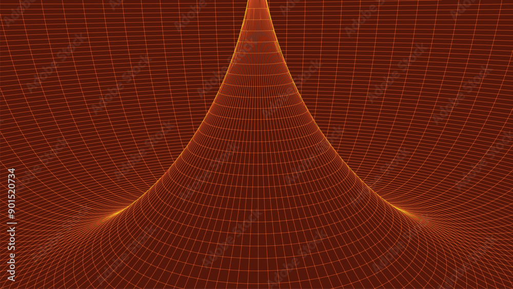 Frame torus with connected lines and dots. 3D texture of a wormhole ...