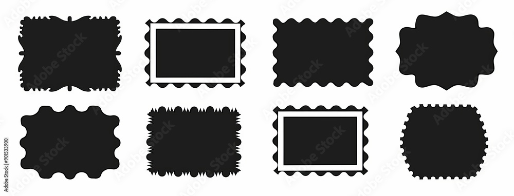 Ilustración de Stock Wiggly undalute square badge, modern illustration ...