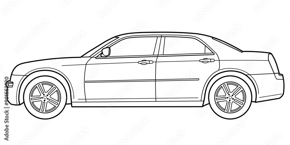 Ivano-Frankivsk, Ukraine - 07 July 2024: Outline drawing of a Chrysler ...