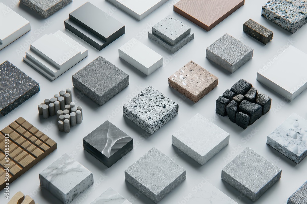 Various types of material samples including stone, marble, granite, and ...