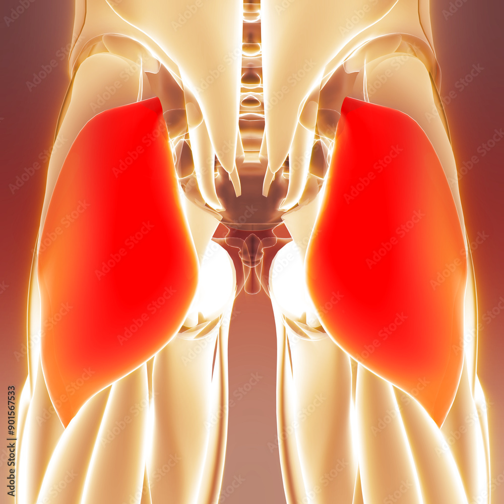 Human Muscular System Leg Muscles Gluteus Maximus Muscle Anatomy Stock ...