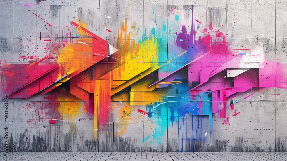 urban graffiti art, vibrant street art graffiti with bold colors and ...