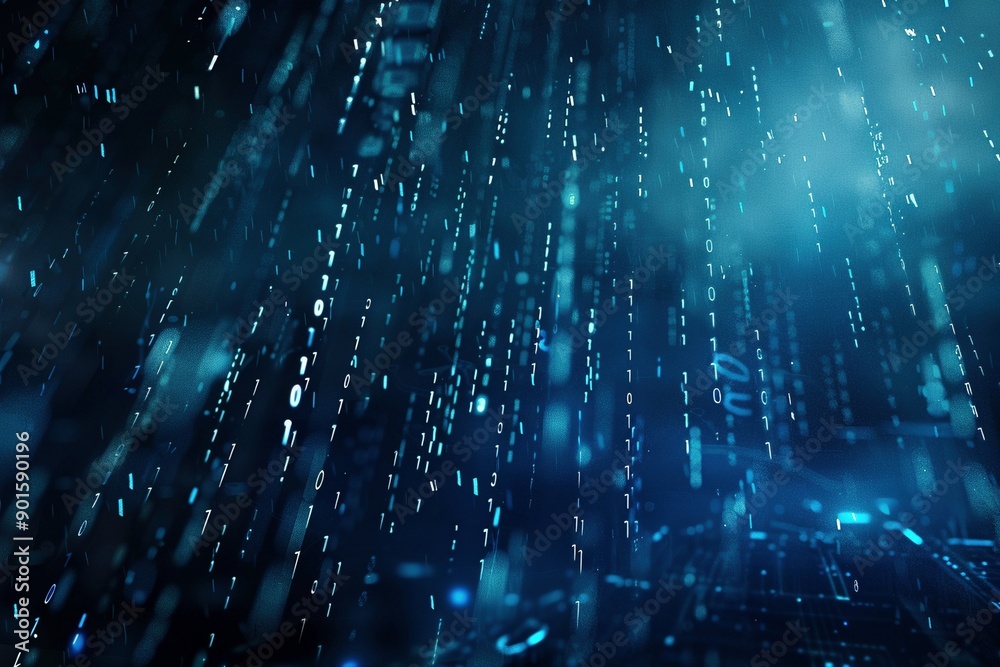 Animated cascading lines of binary code characters replicating the iconic Matrix rain style ...