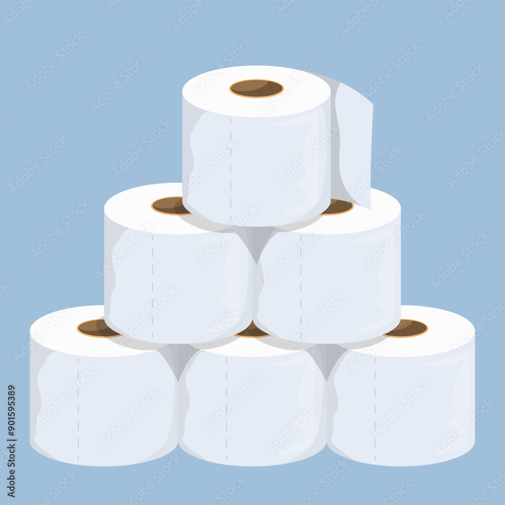 Pyramid made of toilet paper rolls. Vector illustration of tissue for ...