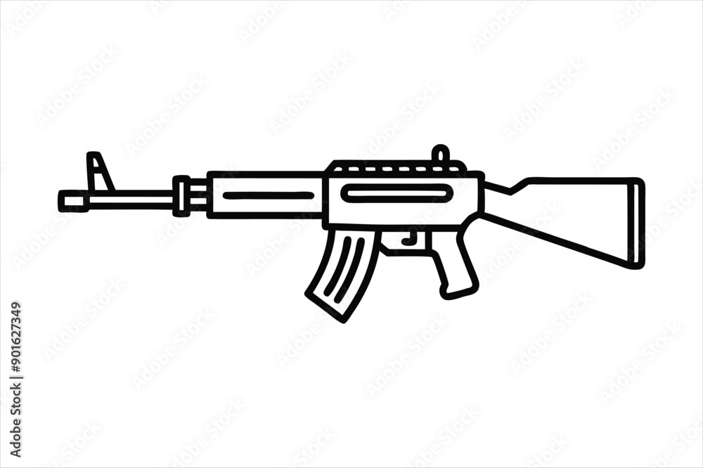 Assault Rifle lineal color mode line art vector Stock Vector | Adobe Stock