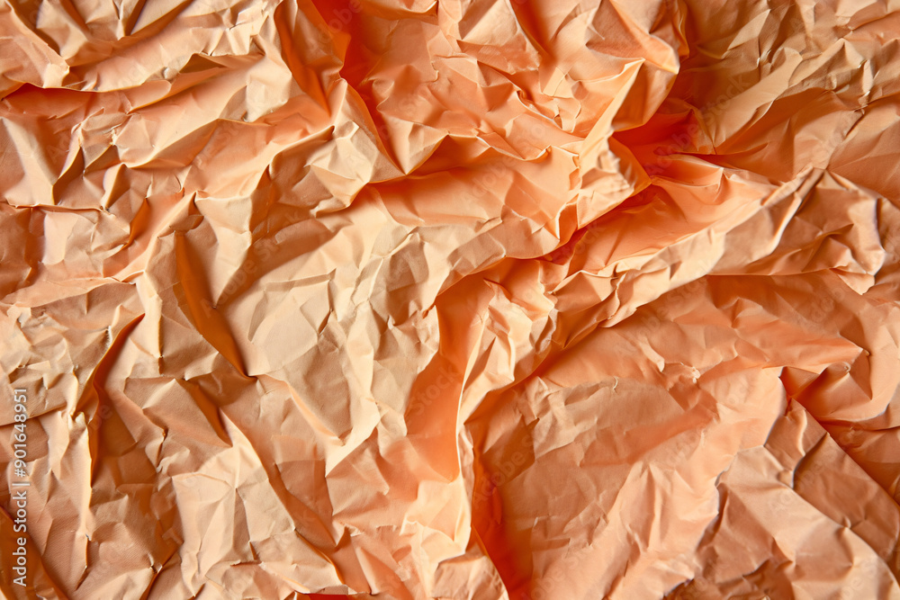 Seamless texture of crumpled peach fuzz color paper. Сrumpled wrapping ...