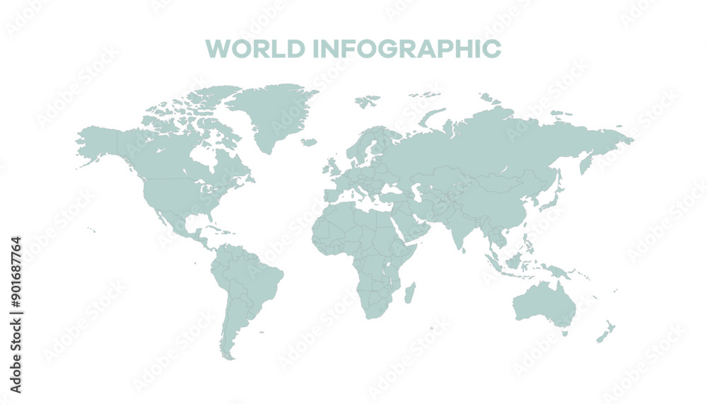 PrintWorld Map, Very high resolution world map, isolated on white ...